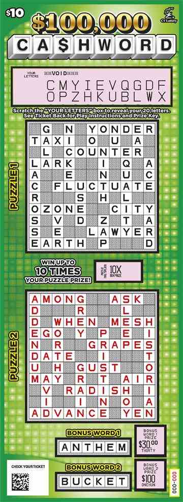 Connecticut $100,000 Ca$Hword Ticket | How To Play The $100,000 Ca ...